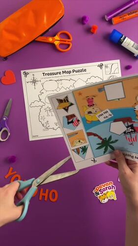Pirate Picture Puzzles | Scissor Skills Activity | Cutting Shapes Practice