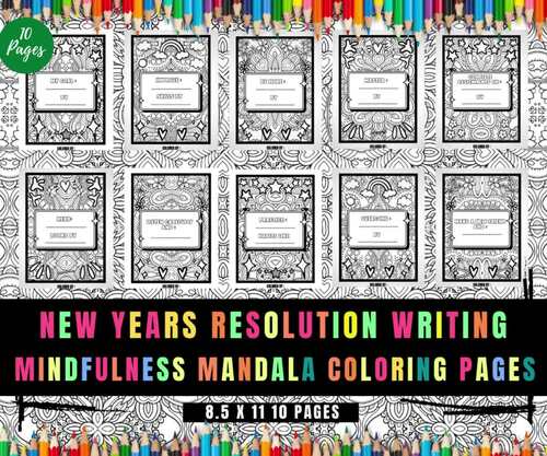 New Years Resolution Writing Paper and Prompt Goals, Mindful and Calm Down