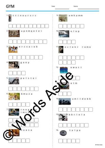 Vocabulary Puzzle Writing Worksheets Crossword Word Search Anagram GYM
