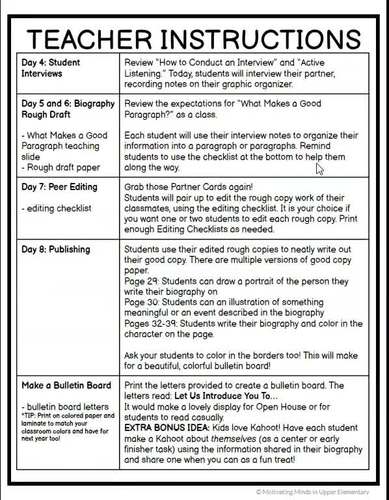 Biography Writing Lessons | Classroom Community Activities | TPT