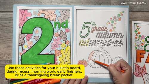 5th Grade Fall Coloring Pages & Posters | Autumn Activity Sheets, No Prep
