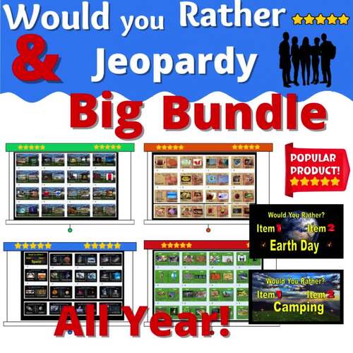 Would you Rather and Jeopardy Big Bundle All Year Activities by DadsDesigns