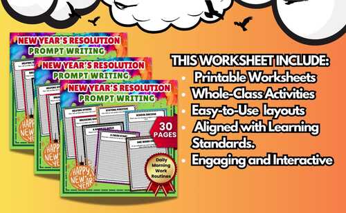 New Year's Resolution opinion and Prompt Writing Activities 4th,5th,6th ...