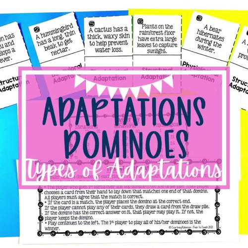 Adaptation Types Dominoes Game for Middle School Science by Fixin' to Teach