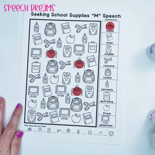 Back to School Speech Therapy Seek and Find Activity by Speech Dreams