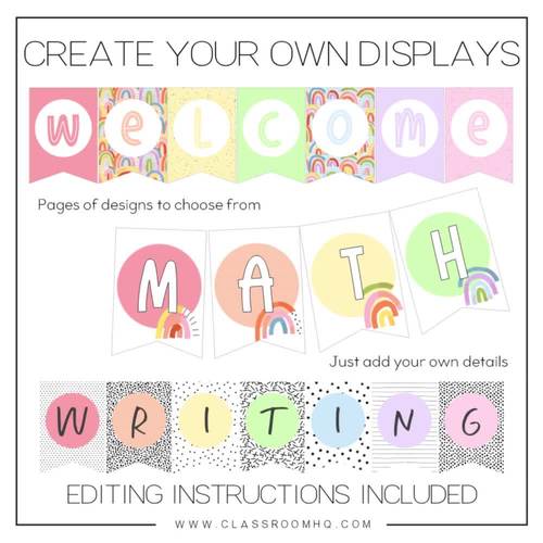 OVER THE RAINBOW Classroom Bunting Pack | Pastel Class Decor by classroomHQ