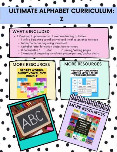 Ultimate Alphabet: Z -letter formation, beginning sound, poster ...