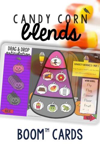 Initial Blends Candy Corn Boom Cards & Printable Halloween Articulation ...