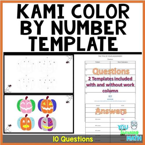 Halloween Pumpkins Themed Color by Number Template - 10 Questions