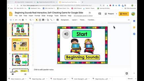Beginning Sounds Interactive GAME GOOGLE SLIDES: Self-Checking WITH ...