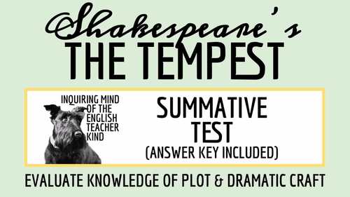 Shakespeare's The Tempest Summative Test and Answer Key for High School