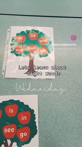 Apple Tree sight words for prek and kindergarten by Make Learning Happen