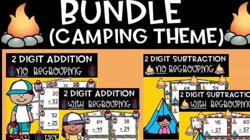 2-Digit Addition and Subtraction BUNDLE (Camping Theme) | TpT