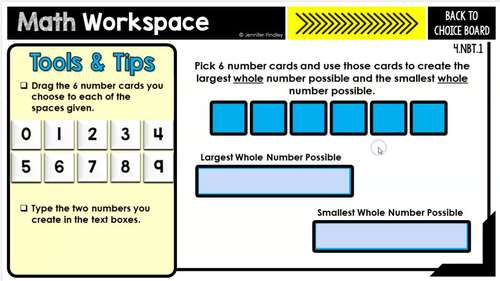 4th Grade Math Choice Boards {Number & Operations: Base Ten} Digital ...