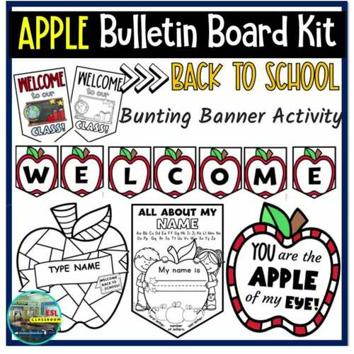 Apple Bulletin Board ⭐Back to School / Banner Activity/editable | TPT
