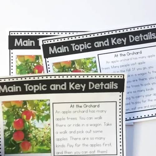 Fall Main Topic and Key Details Leveled Reading Passages by Primary Panic