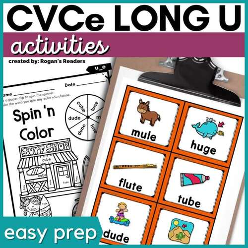 Long u Silent e Phonics Activities - No-Prep Worksheets and Assessments