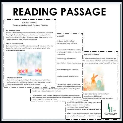 Easter Reading Comprehension Activities | DOK | Middle School by JH ...