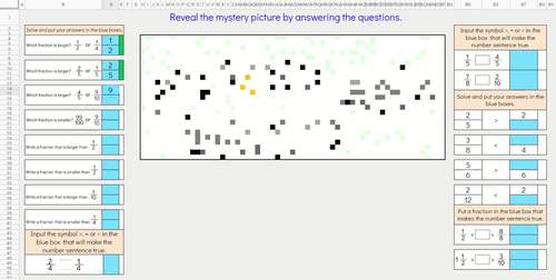 Digital Math Pixel Art | Mystery Picture 4th Grade 4.NF.2 Comparing ...