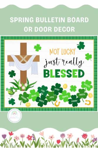 St. Patrick's Day Bulletin Board Door Decor March Christian Shamrock ...