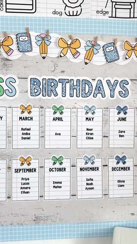 Bright Class Birthday Display & Bulletin Board for Bright Classroom Decor