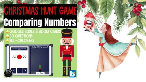 Christmas Comparing Numbers to 100 Game in Google Slides & BOOM Cards
