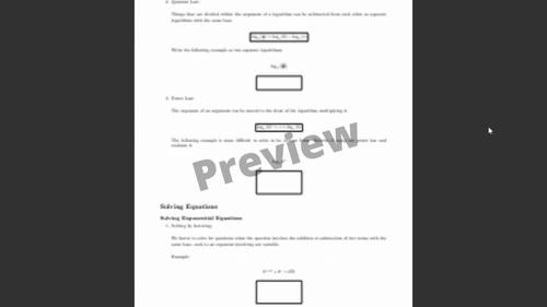 Logarithmic and Exponential Equations Study Guide With Solutions