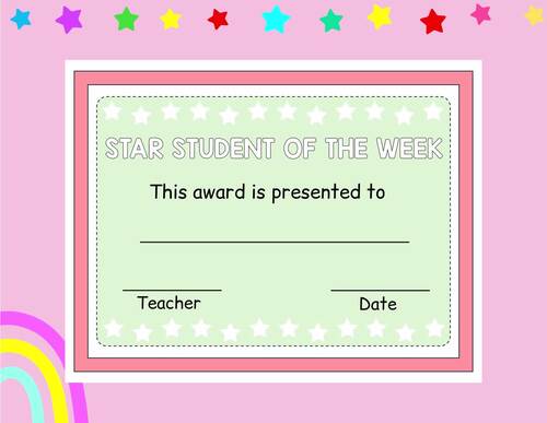 Printable Boho Star Student of the Week Awards, Certificates, Printable ...