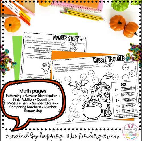 Halloween No Prep Printables, math + literacy, emergency sub plans ...