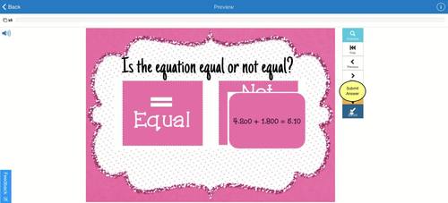 6th Grade ADD Decimals Equal or Not Equal Card Sort | BOOM Cards | 6.NS.B3