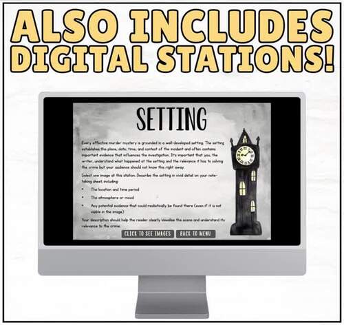 Murder Mystery Writing Stations | Middle and High School | Digital or Print