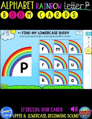 Alphabet practice_Letter P_Rainbow fun_Boom Cards™ by Smart Land Printables