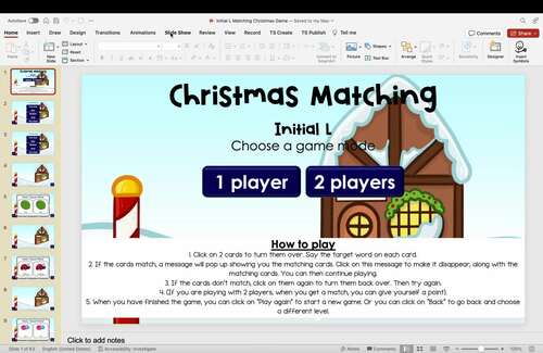 L Christmas Articulation - No Print Matching Game for Speech Therapy