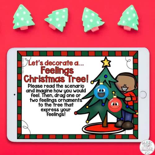 Christmas Feelings & Emotions Counseling SEL BOOM Cards™ Distance Learning