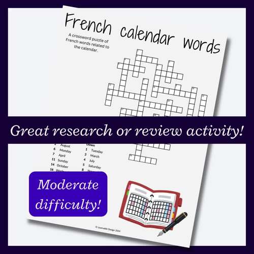 French calendar vocabulary puzzle (translation activity for research ...