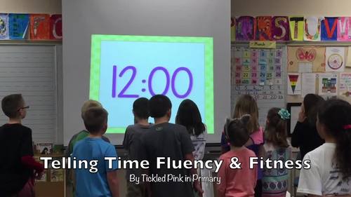 Telling Time Fluency & Fitness® Brain Breaks by Tickled Pink in Primary