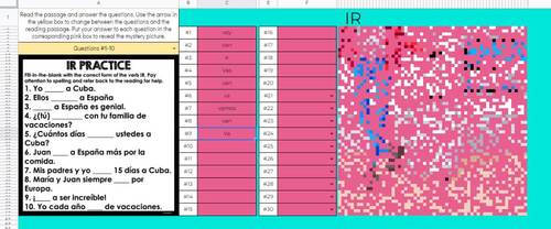 IR Reading Comprehension Mystery Picture | Spanish Pixel Art by La ...