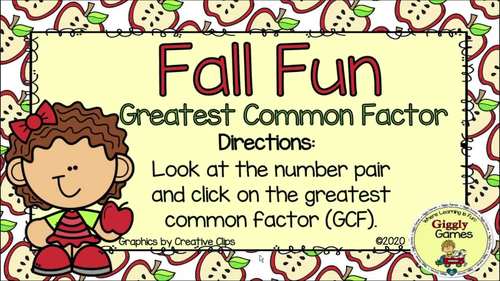 Giggly Games Fall Fun Greatest Common Factor GOOGLE SLIDES Distance ...