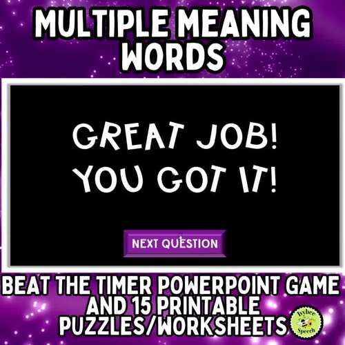 Multiple Meaning Words Homonyms Powerpoint Timer Game and Printable ...
