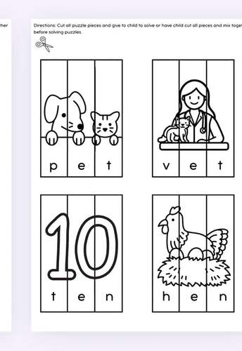 Low Prep! CVC Picture Puzzles – Short E Word Work | Phonics & Literacy ...