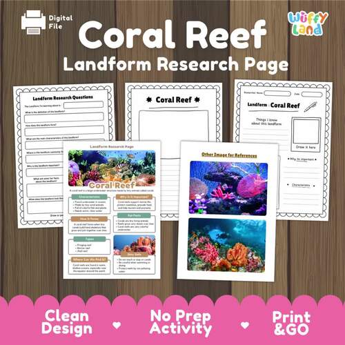 Coral Reef Landform Research Project Marine Biology Science Worksheet ...
