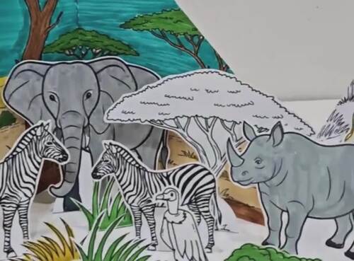 Savanna Coloring Triorama, Habitat Crafts, Biome Science Project ...