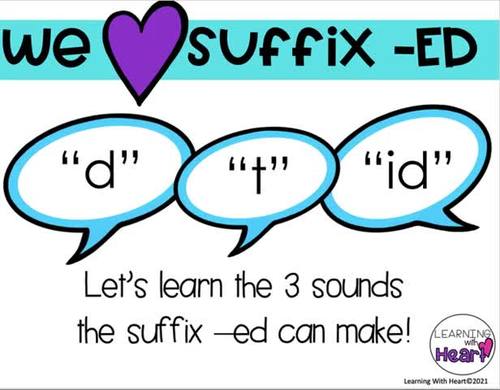 We Love 3 Sounds of -ED Suffix Practice Slideshow and Printables