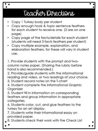 November Informative Writing Lesson and Turkey Craft Activity 2nd 3rd Grade