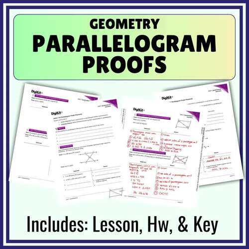 Parallelogram Proofs Guided Notes & Worksheets | 9th-11th Grade Geometry