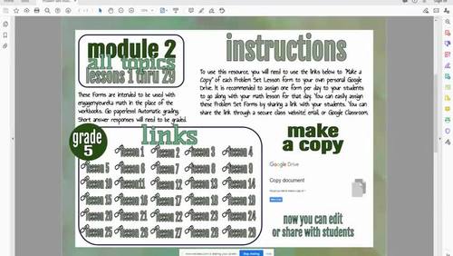 Eureka Math/EngageNY Problem Sets on Google Forms Grade 5, Module 2 ...