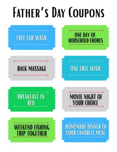 Father’s Day Coupon Book Printable | Fun Gift from Kids | DIY Father's ...