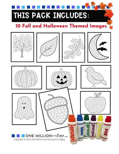 Dotter Activity Pages-Fall and Halloween Theme-Dot Art-Bingo Dotters ...