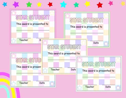 Printable Star Student Awards, Kindergarten Certificates, Printable Awards