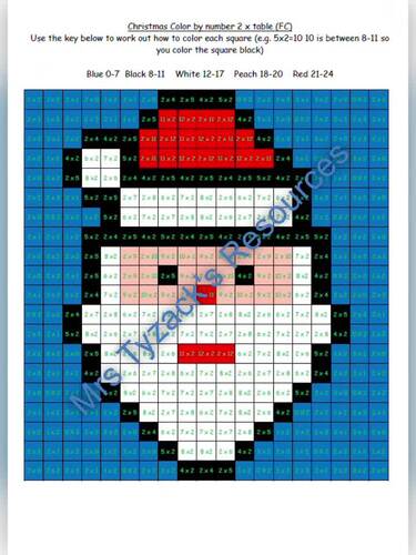 Christmas 2, 5 and 10 x table Color/Colour by Number by Mrs Tyzack's ...
